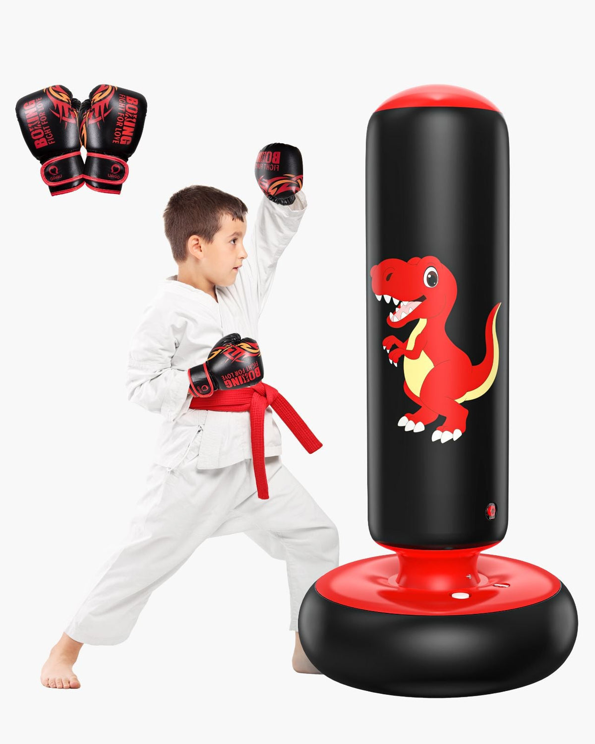 QPAU Dinosaur Inflatable Punching Bag for Kids 3-6