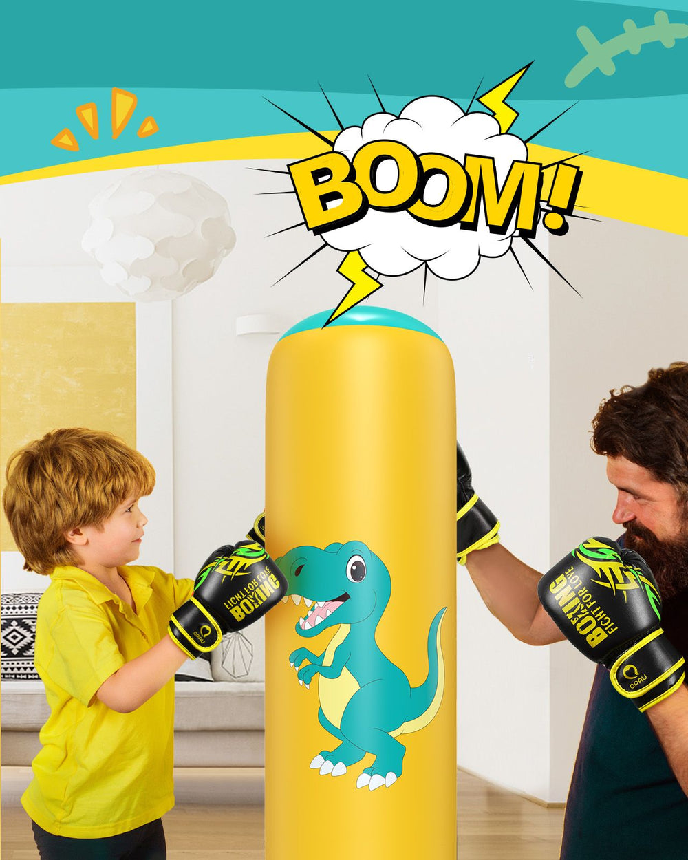 QPAU Dinosaur Inflatable Punching Bag for Kids 3-6