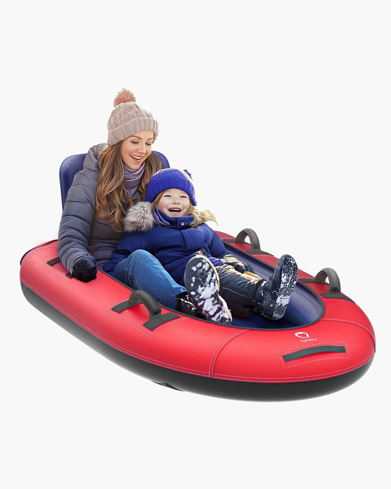 QPAU 2 Person inflatable Snow Sled with Premium Canvas Cover