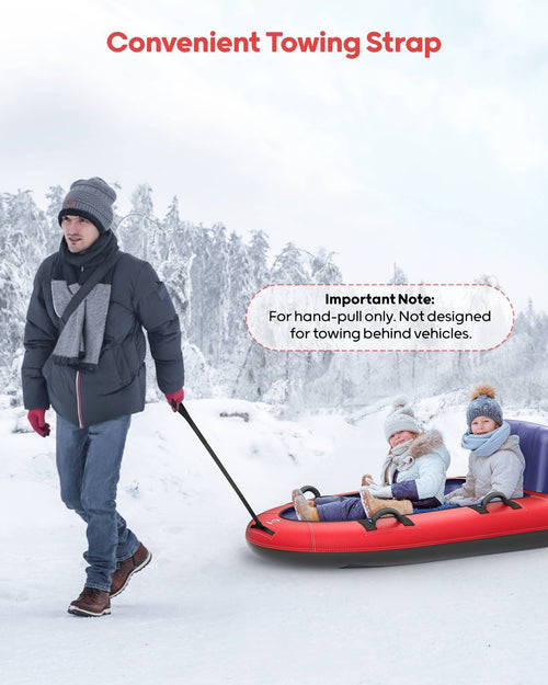 QPAU 2 Person inflatable Snow Sled with Premium Canvas Cover